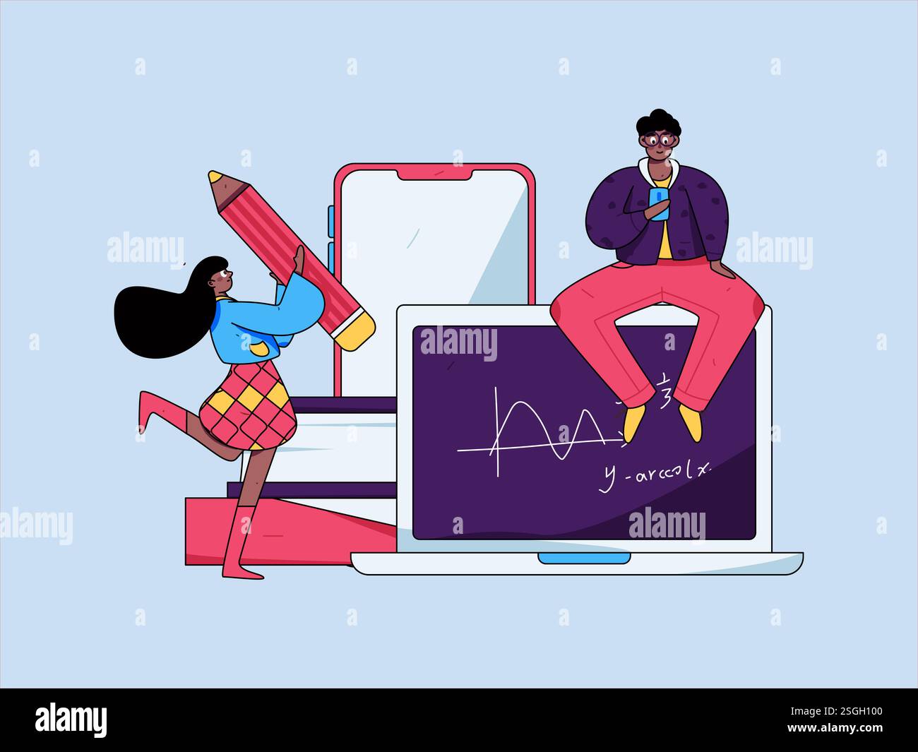 Education and learning people flat vector concept hand drawn ...