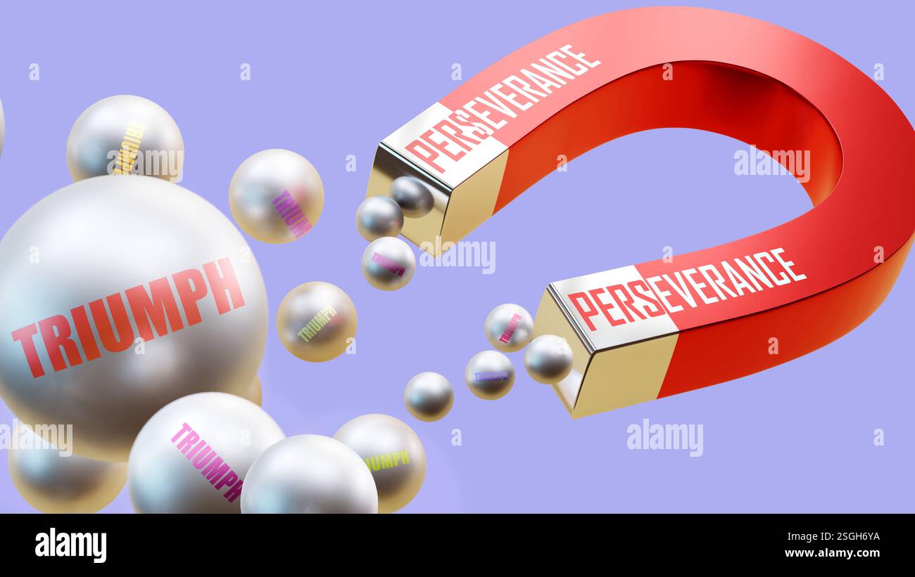 Perseverance which attracts Triumph. A magnet metaphor in which ...