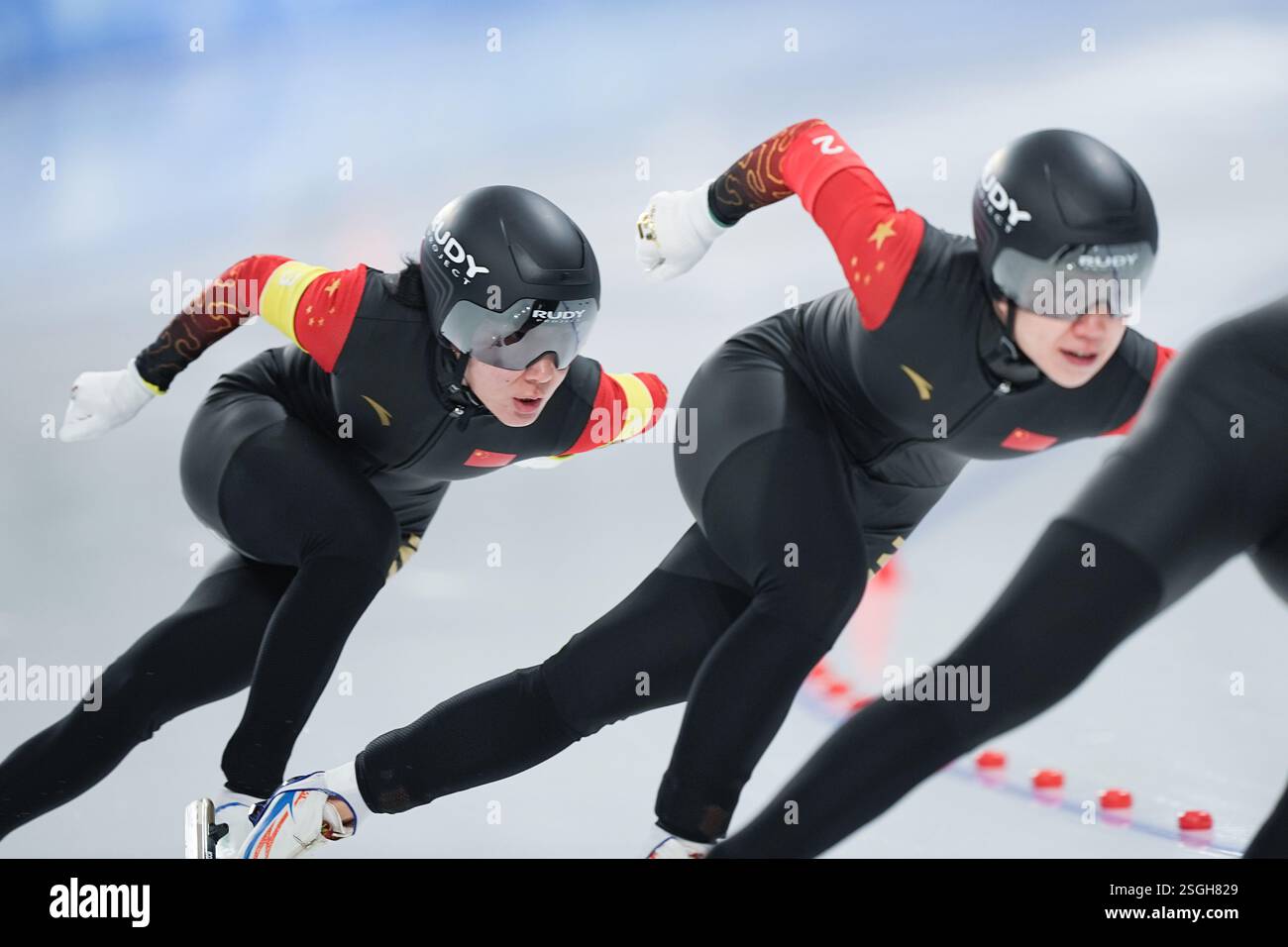 Harbin,China.9th February 2025. Han Mei #3 of China competes in the ...