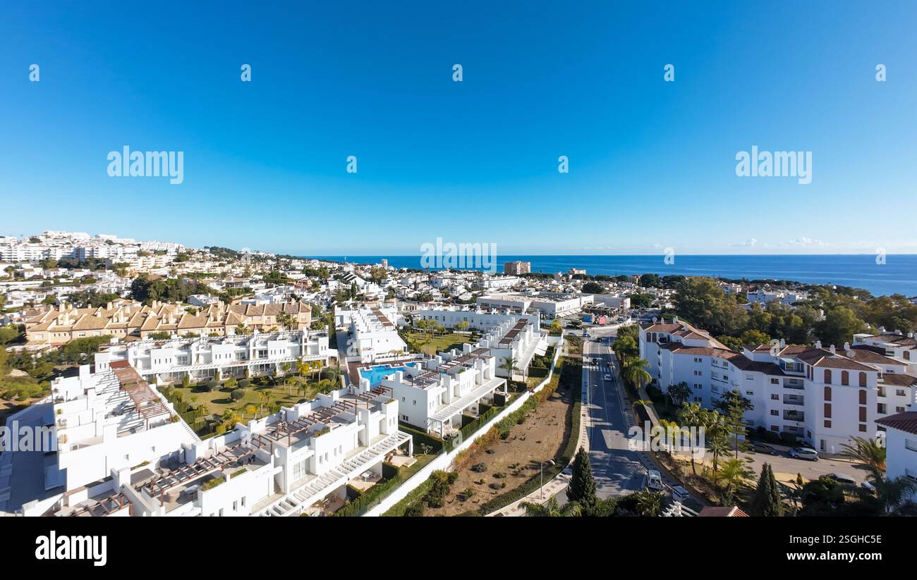 Aerial drone photo of the beautiful town of Sitio de Calahonda in ...