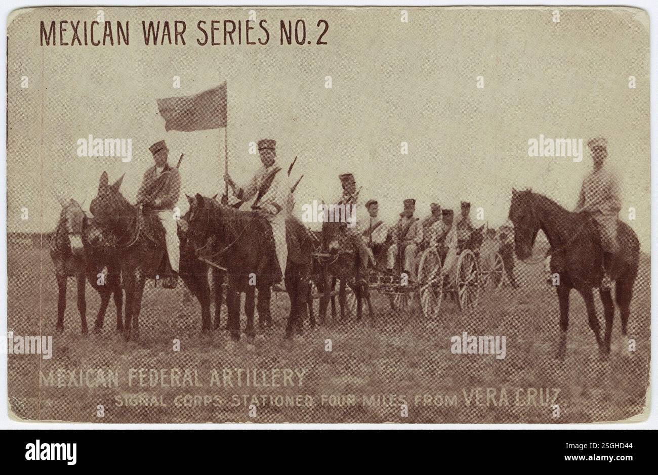 Mexican federal artillery signal corps stationed four miles from Vera Cruz. Postcard Photograph ...