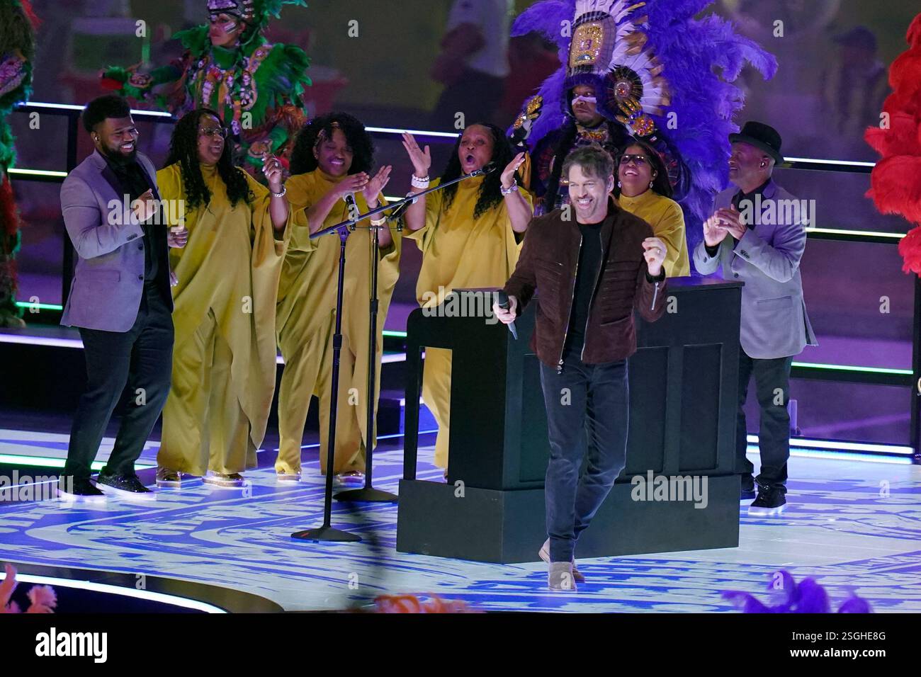 Harry Connick, Jr. performs before the NFL Super Bowl 59 football game ...