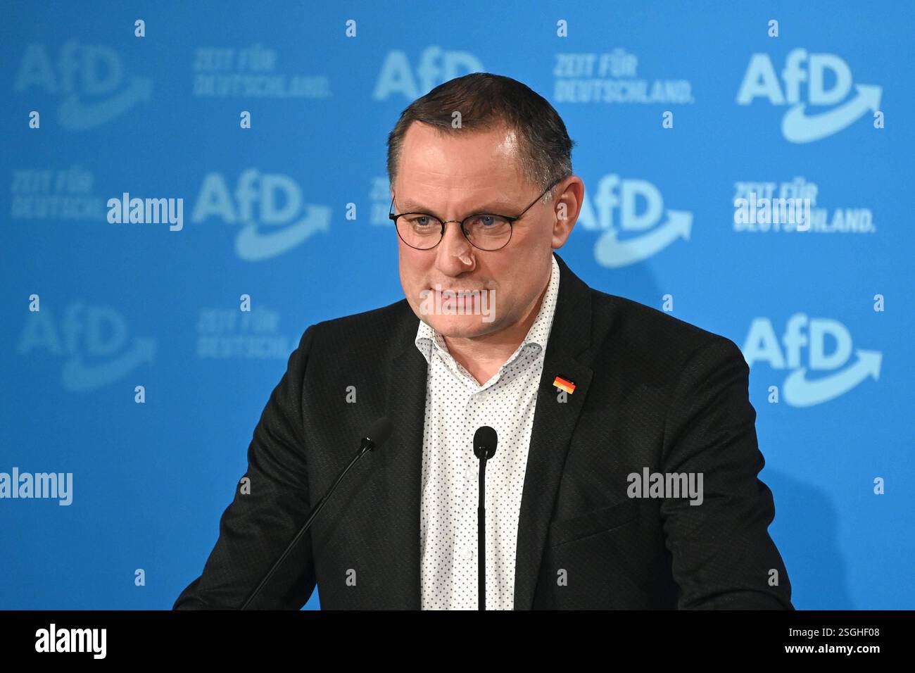Tino Chrupalla AfD Co-Vorsitzender bei seiner Rede, Einzelbild ...