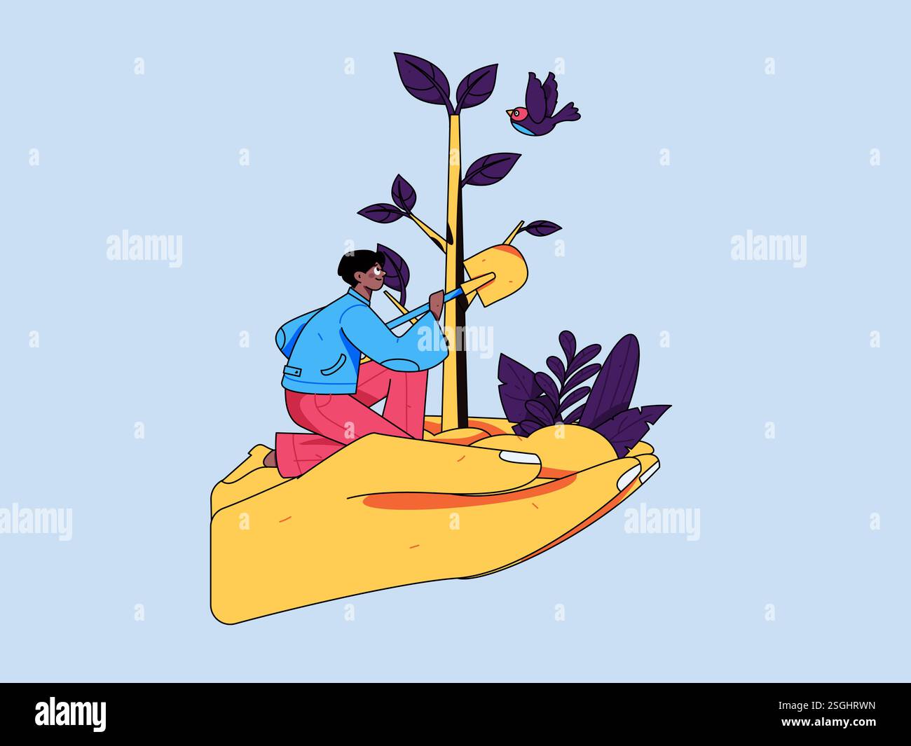 Flat character vector concept operation hand drawn illustration of ...