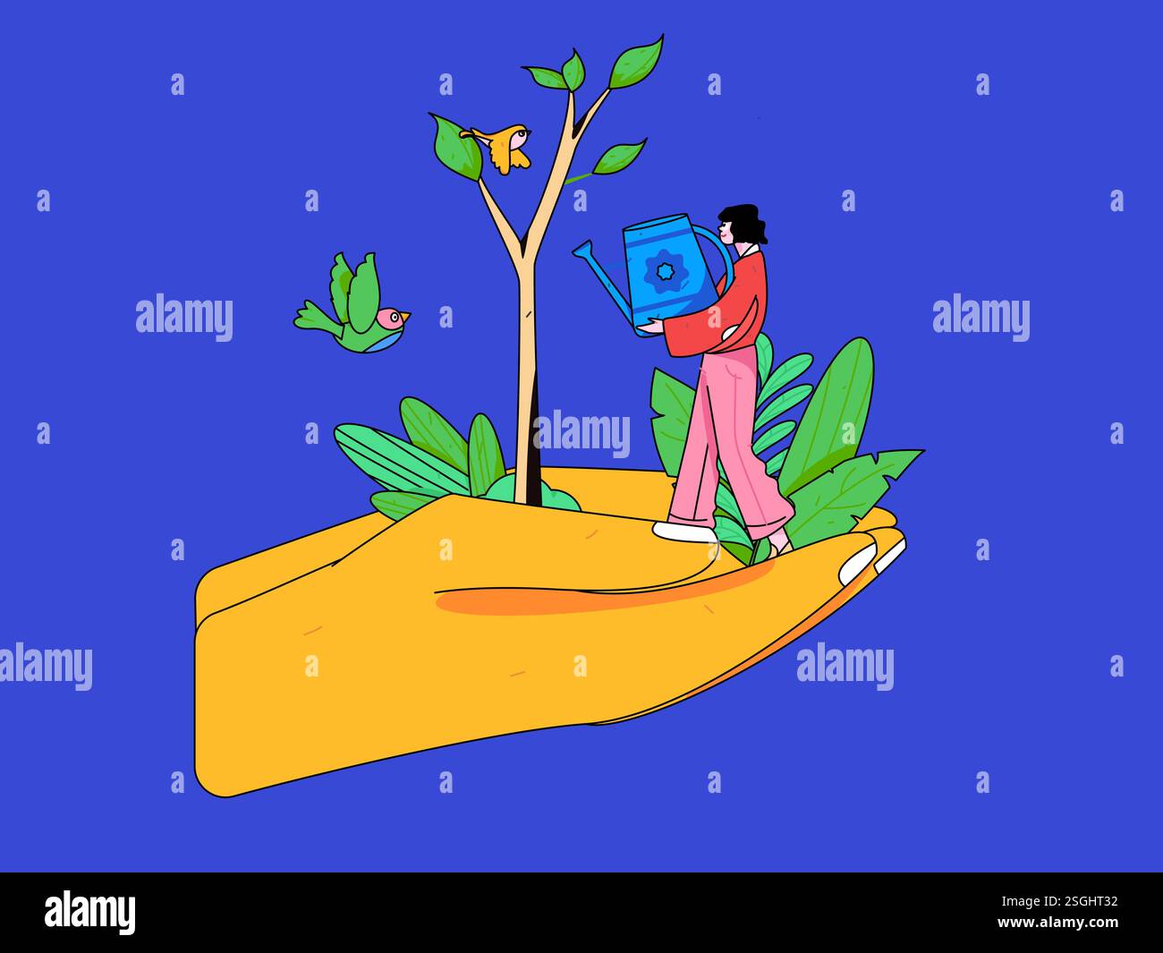 Flat character vector concept operation hand drawn illustration of ...