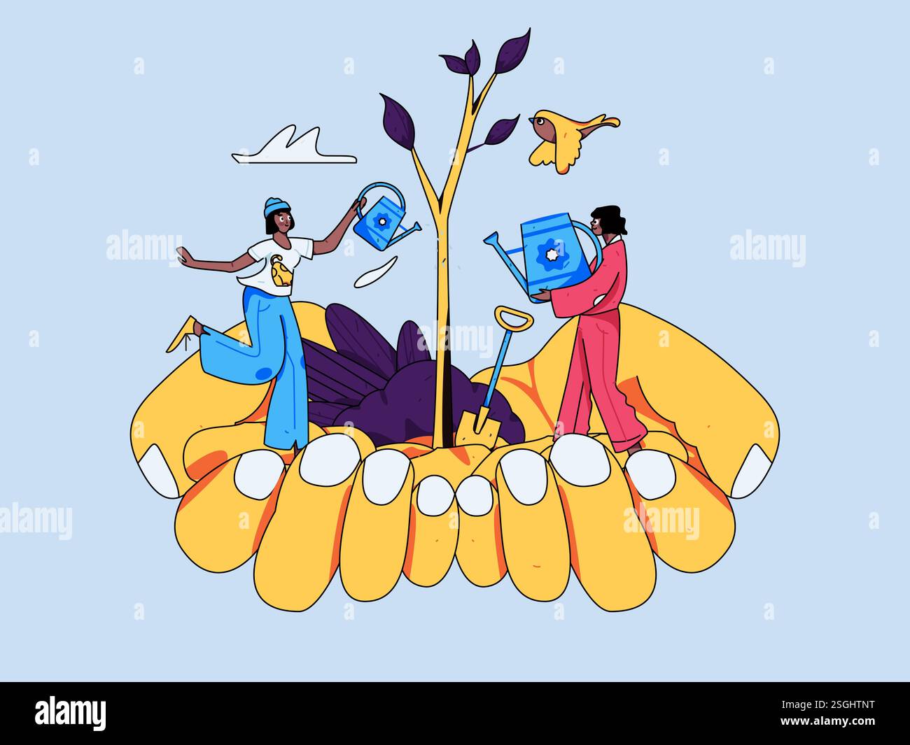 Flat character vector concept operation hand drawn illustration of ...
