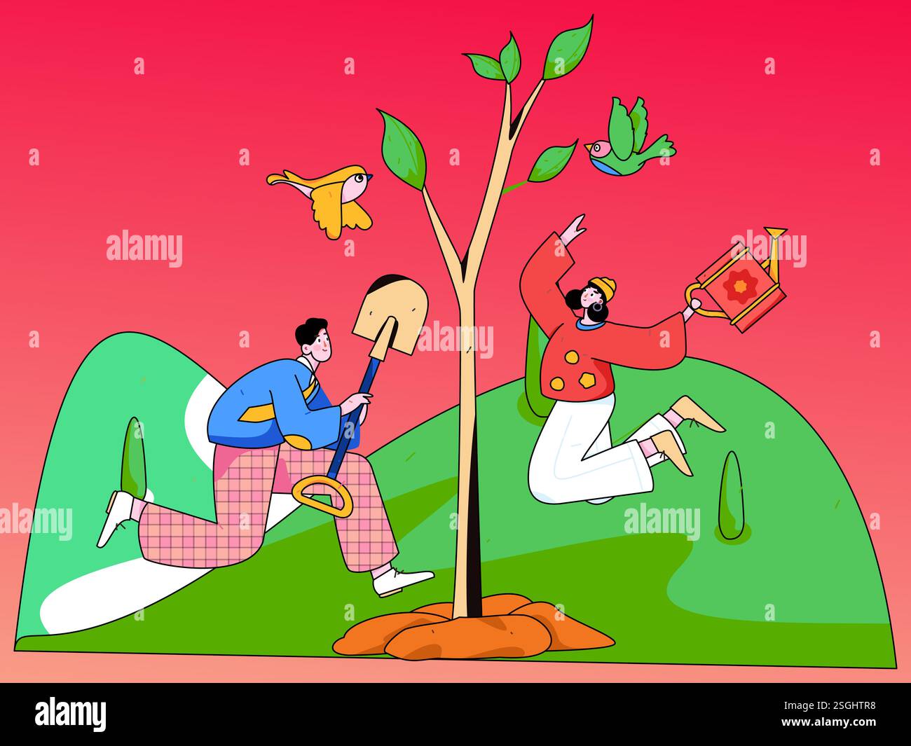 Flat character vector concept operation hand drawn illustration of ...