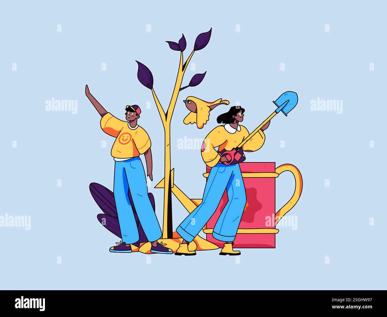 Flat character vector concept operation hand drawn illustration of ...