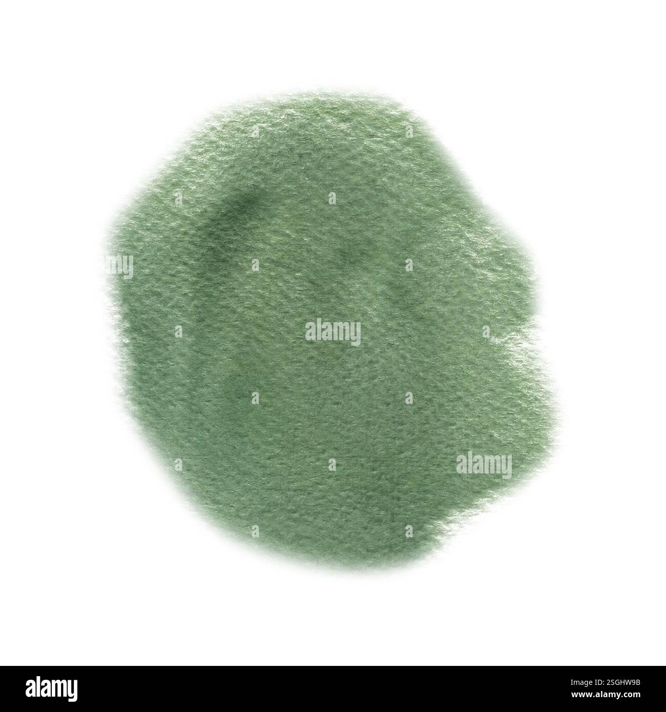 Watercolor green stain on textured paper. Soft and organic shape with ...