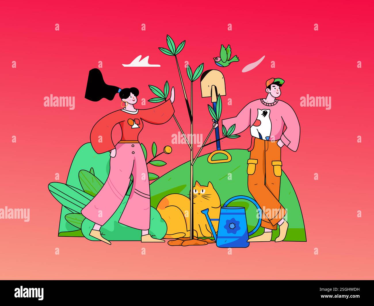 Flat character vector concept operation hand drawn illustration of ...