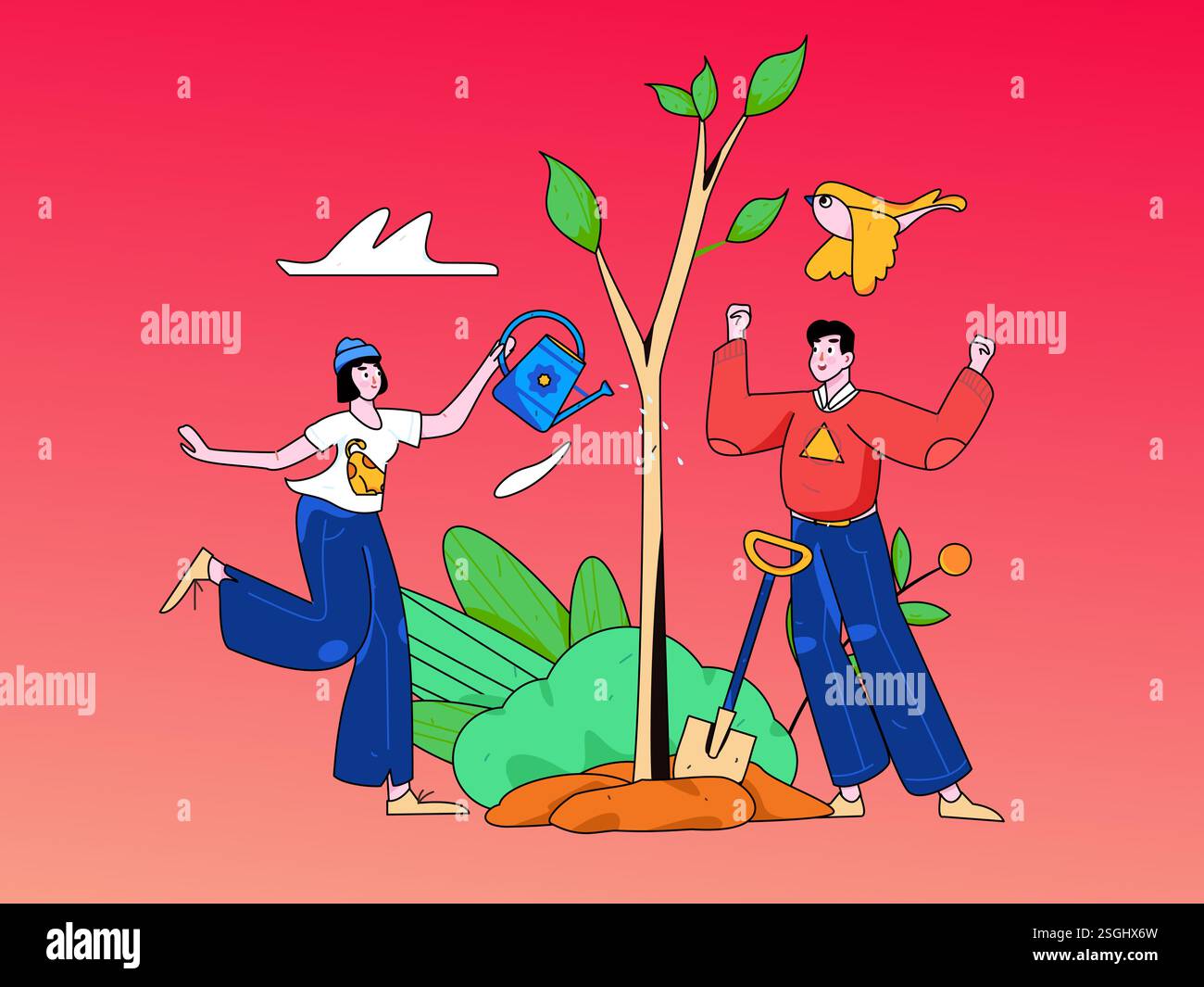 Flat character vector concept operation hand drawn illustration of ...