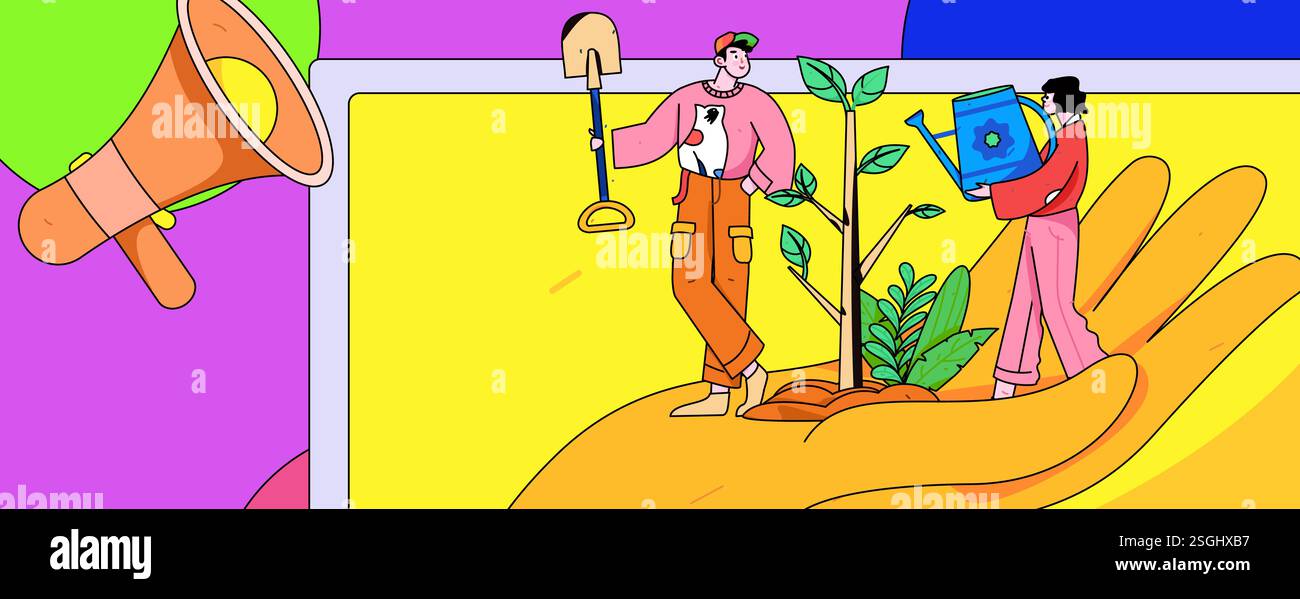 Flat character vector concept operation hand drawn illustration of ...