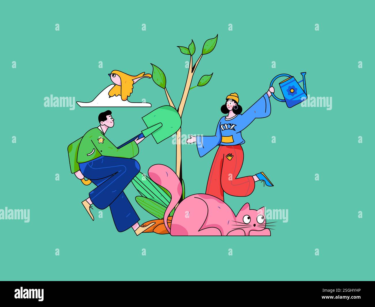 Flat character vector concept operation hand drawn illustration of ...