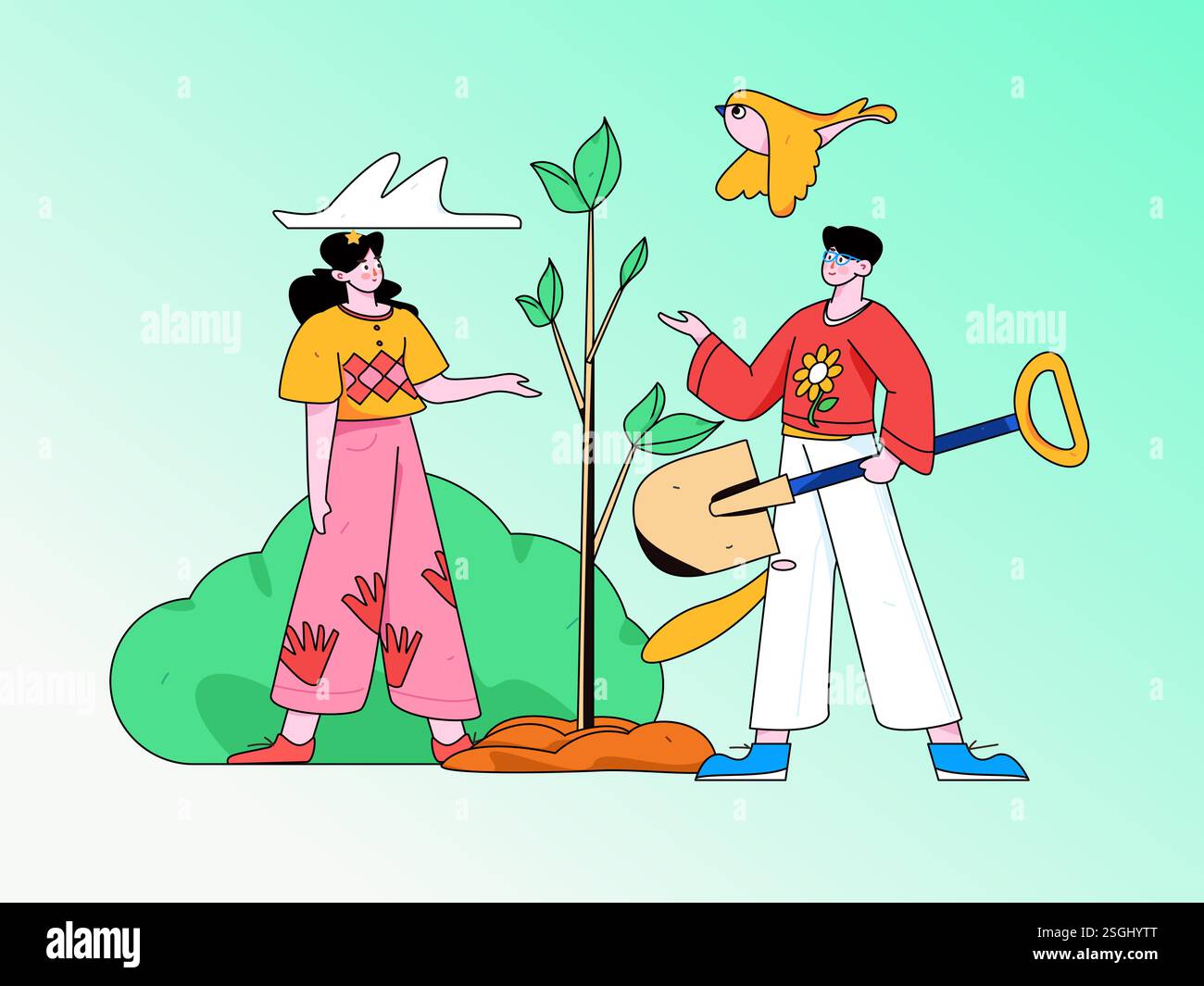 Flat character vector concept operation hand drawn illustration of ...