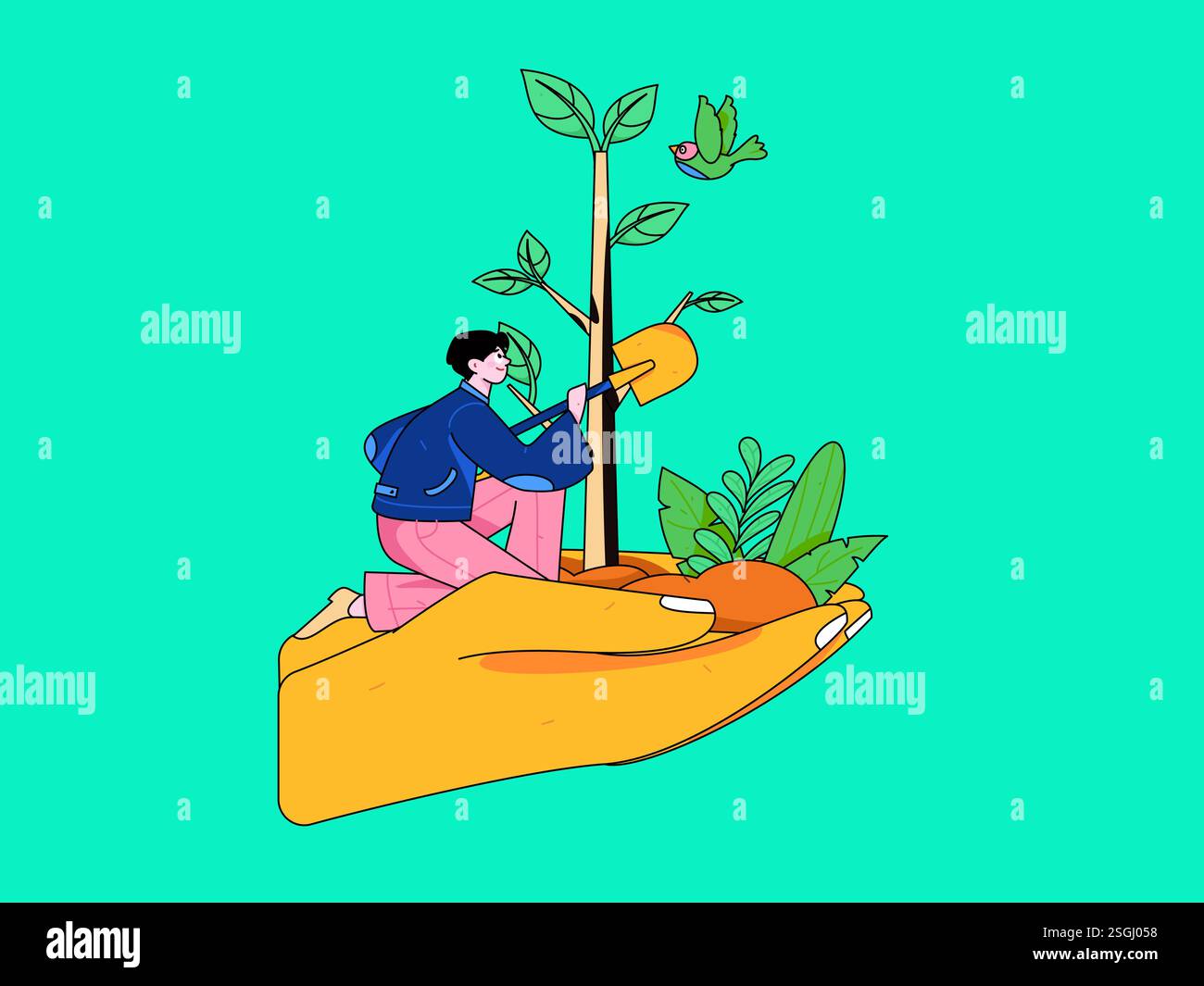 Flat character vector concept operation hand drawn illustration of ...