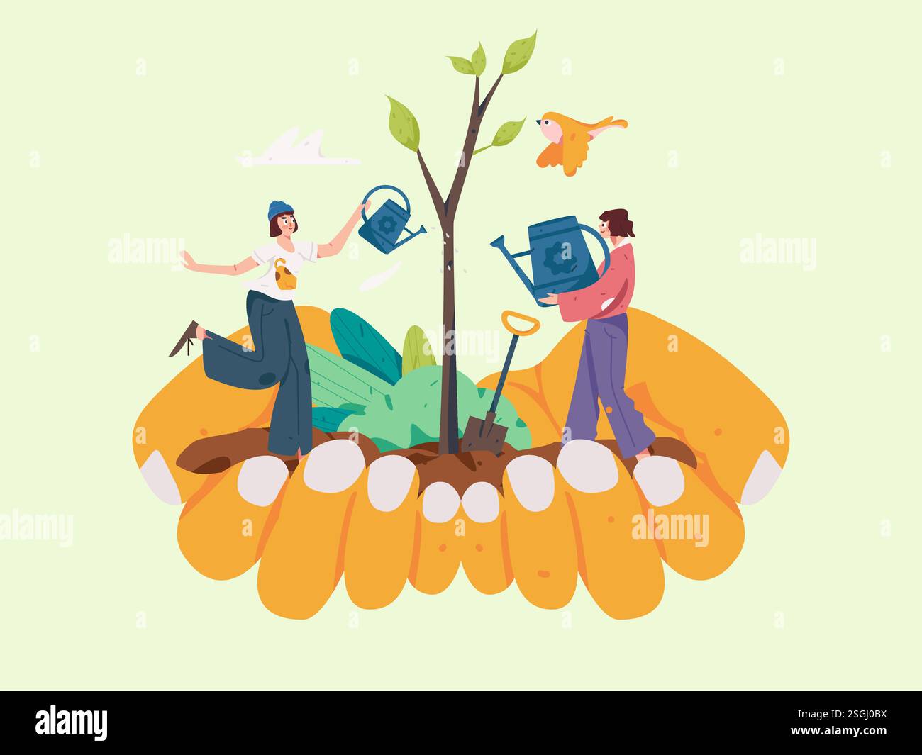 Flat character vector concept operation hand drawn illustration of ...