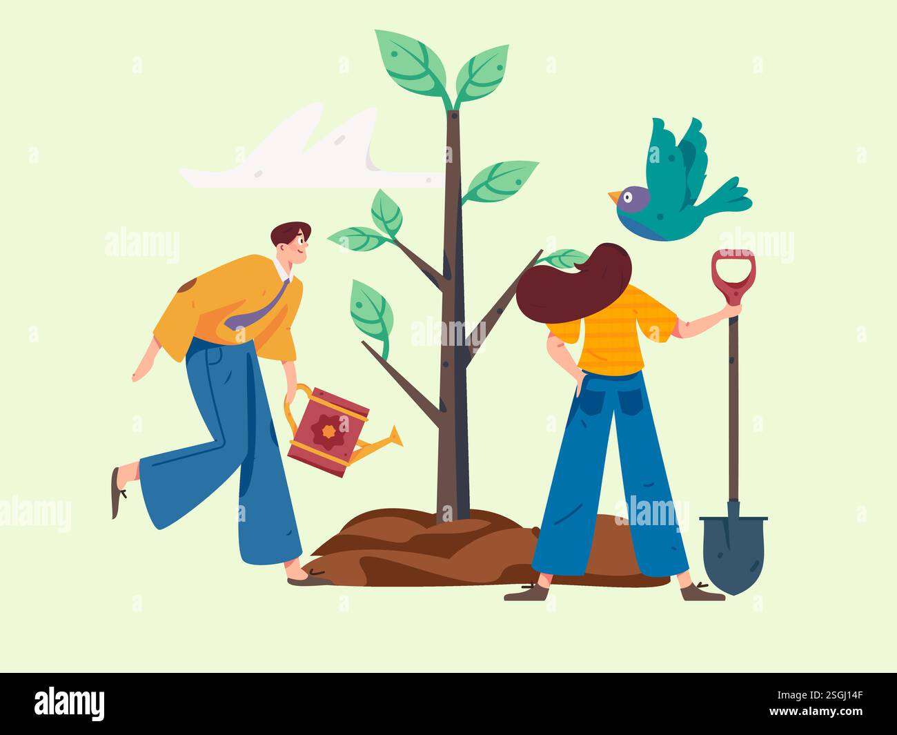 Flat character vector concept operation hand drawn illustration of ...