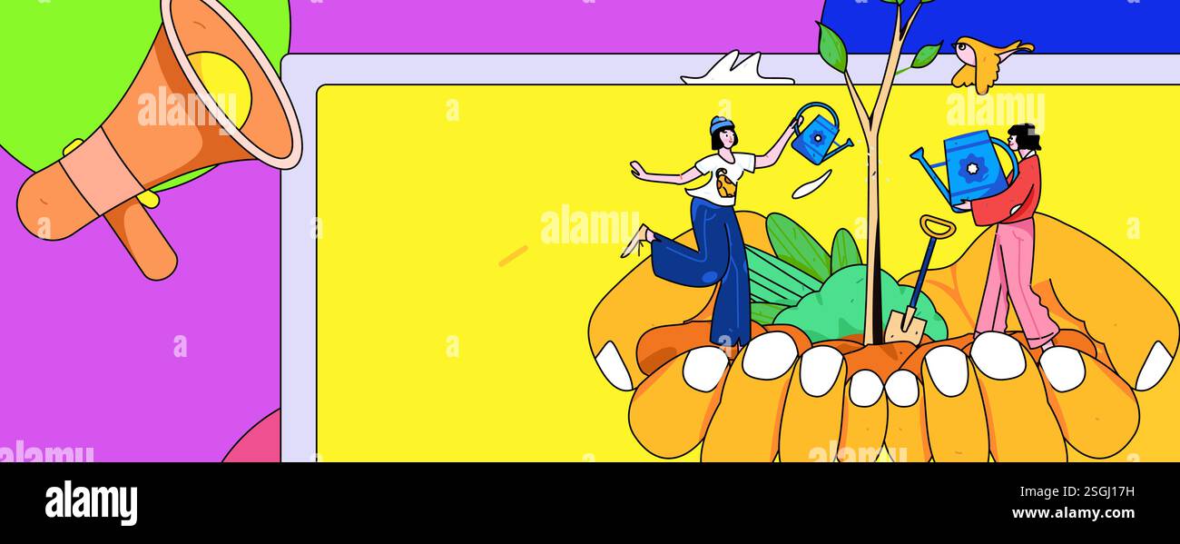 Flat character vector concept operation hand drawn illustration of ...