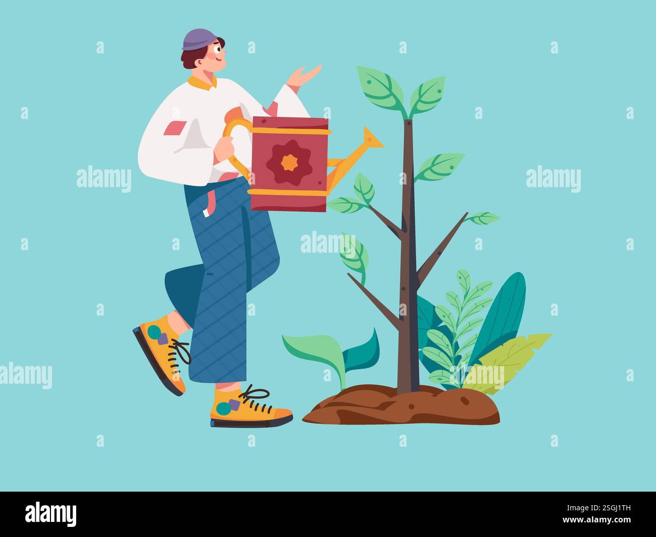 Flat character vector concept operation hand drawn illustration of ...