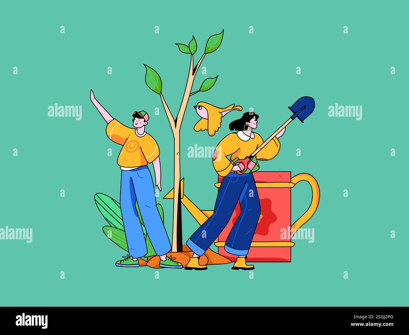 Flat character vector concept operation hand drawn illustration of ...