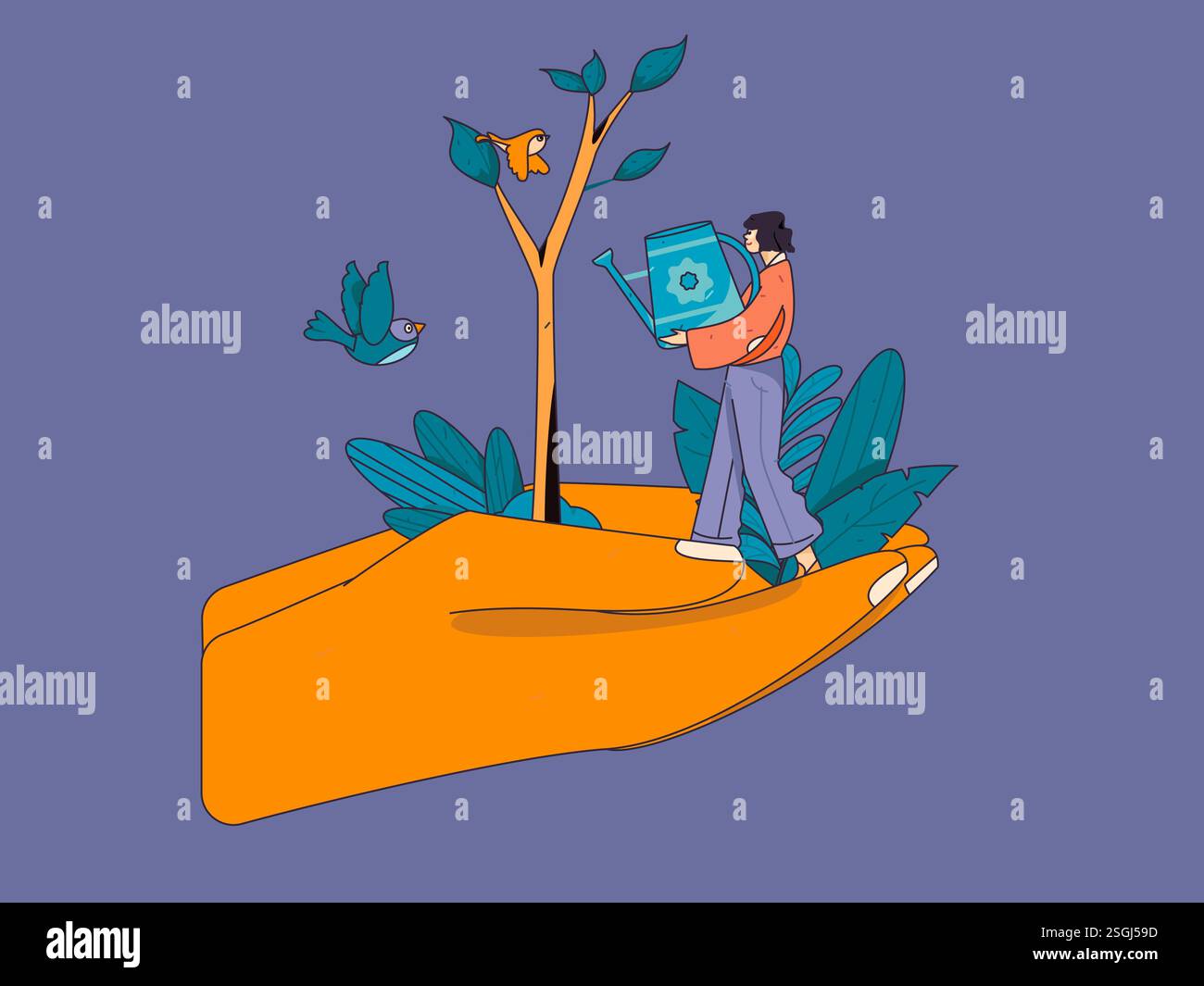 Flat character vector concept operation hand drawn illustration of ...