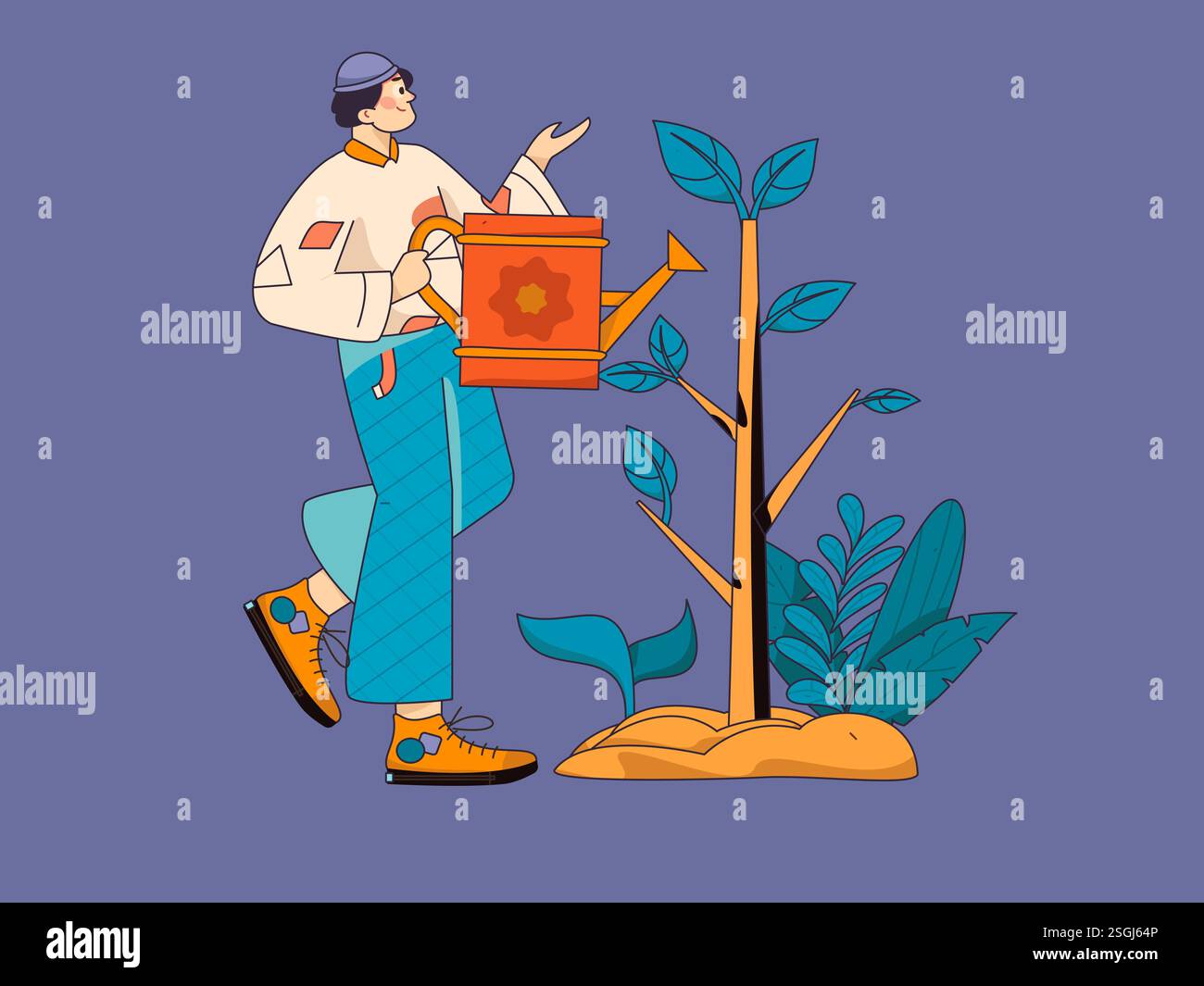 Flat character vector concept operation hand drawn illustration of ...