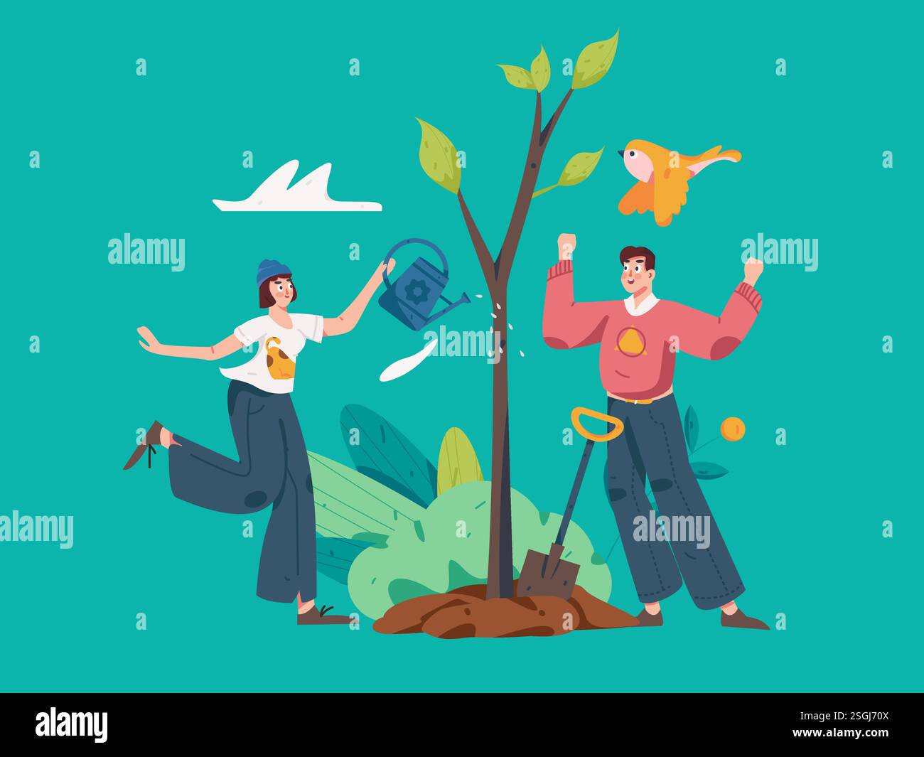 Flat character vector concept operation hand drawn illustration of ...