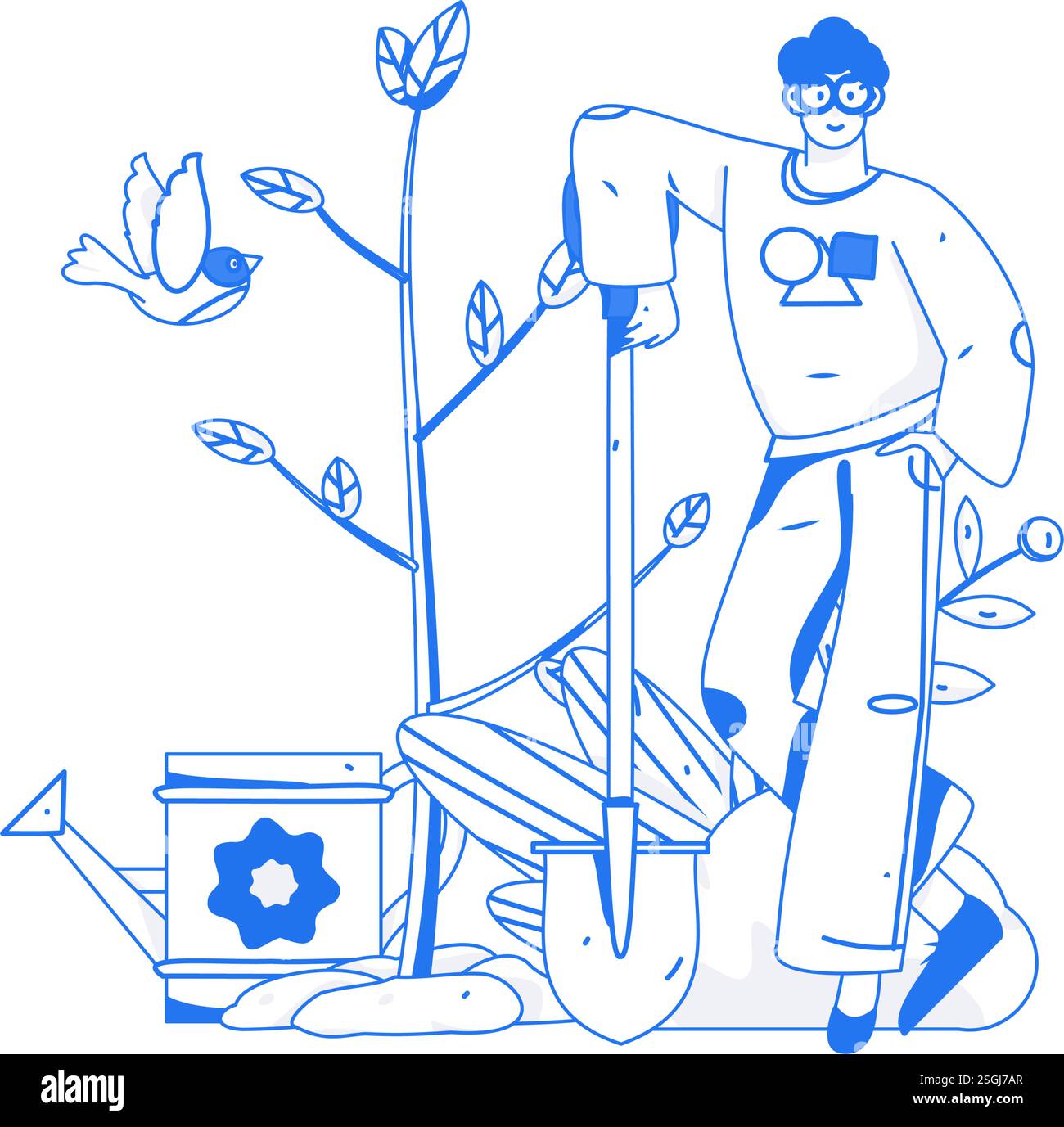 Flat character vector concept operation hand drawn illustration of ...