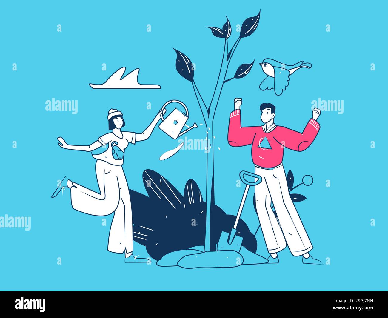 Flat character vector concept operation hand drawn illustration of ...