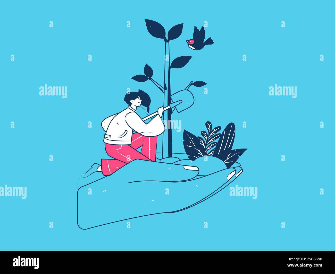 Flat character vector concept operation hand drawn illustration of ...