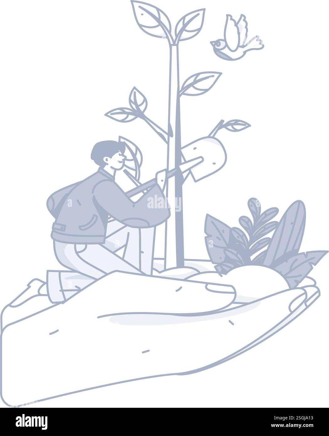 Flat character vector concept operation hand drawn illustration of ...