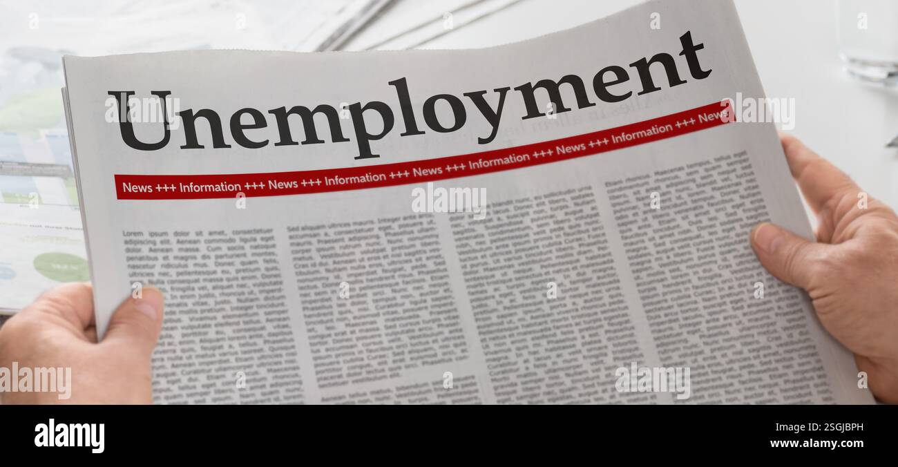 Newspaper with the headline Unemployment Stock Photo - Alamy