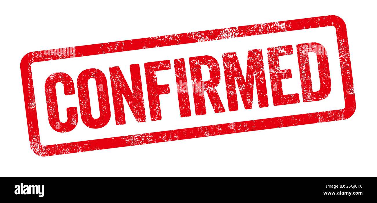 Red stamp on a white background - Confirmed Stock Photo - Alamy