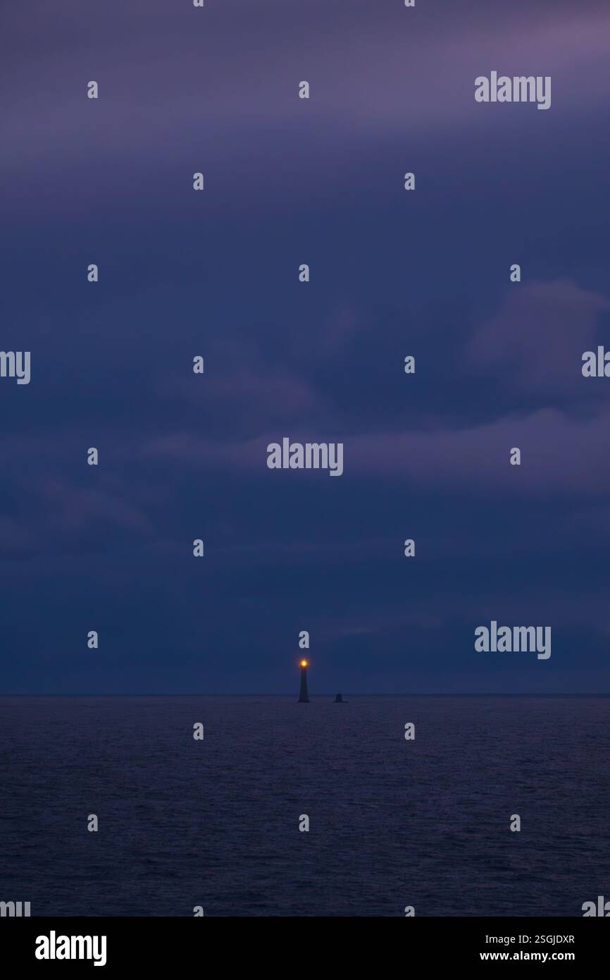A picture of Eddystone Lighthouse off the Southern coast of the UK ...