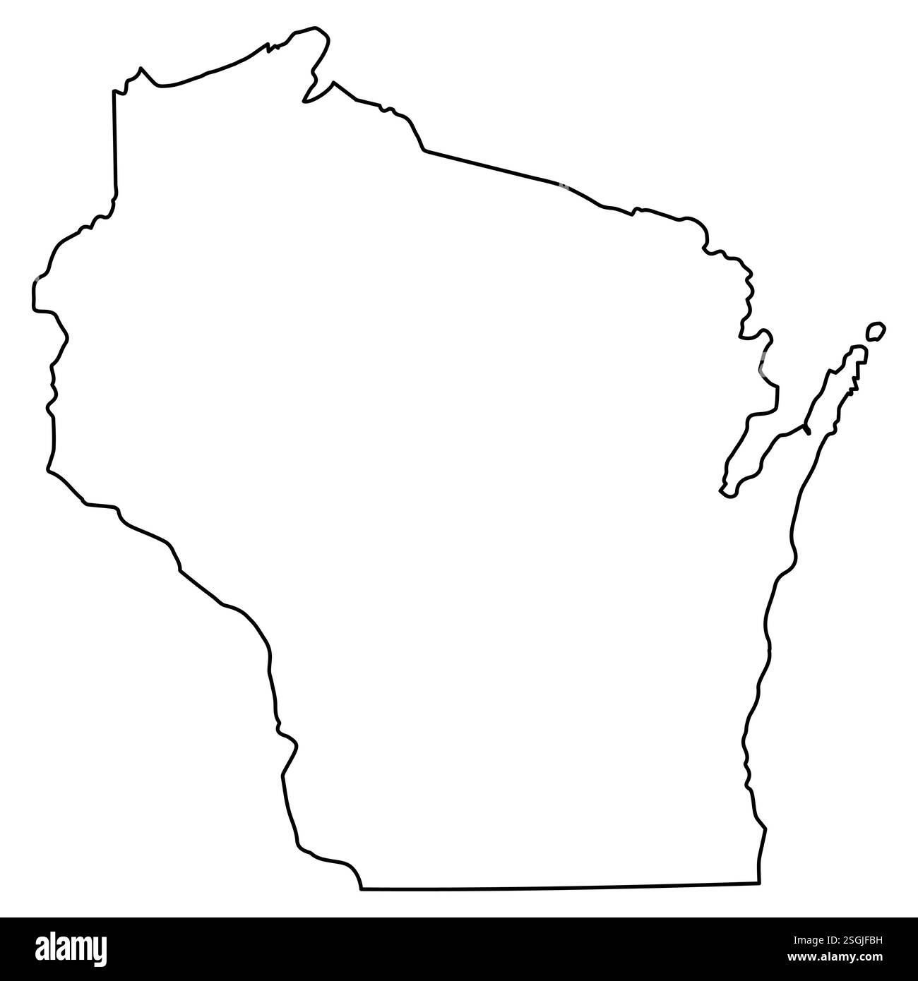 Outline Map State Wisconsin, Wisconsin map state USA Stock Vector Image ...