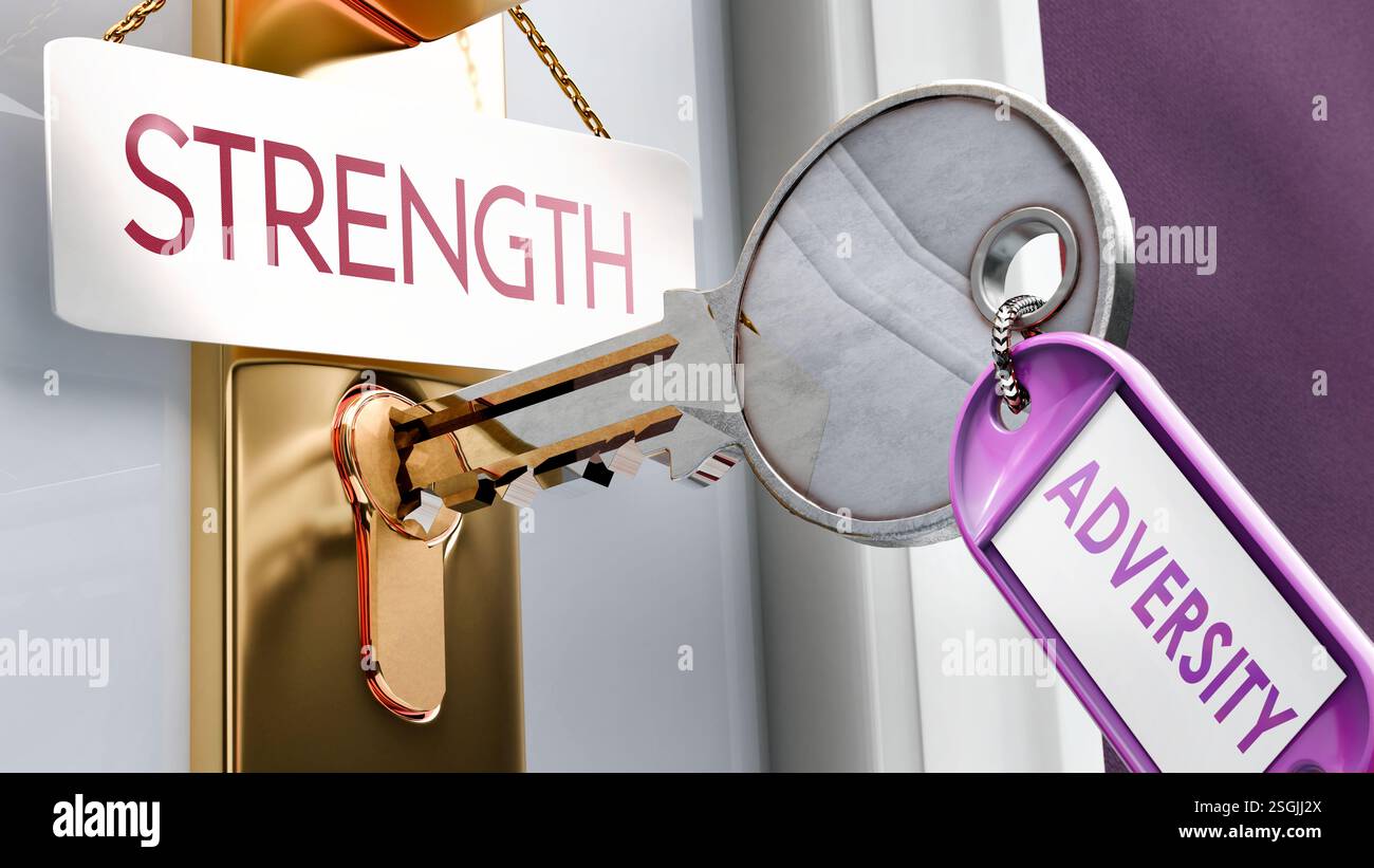 Adversity leads to Strength - it's a key to unlock strength. A door key ...