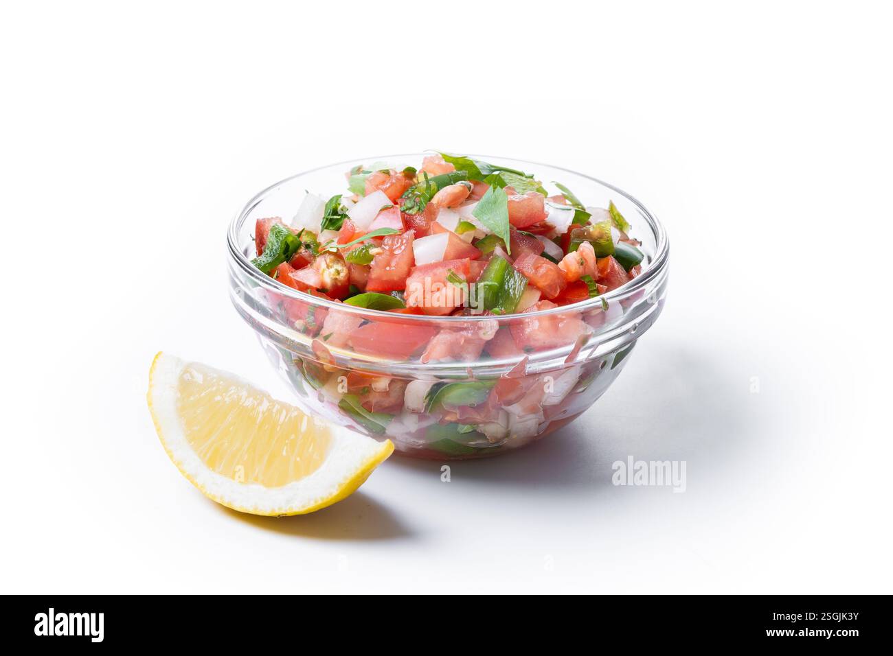 Traditional Mexican Pico de Gallo sauce isolated on white background ...