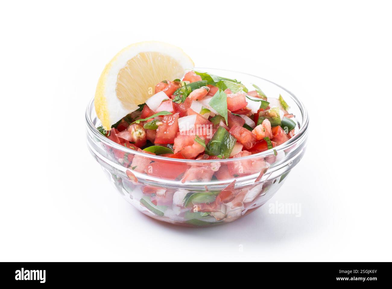 Traditional Mexican Pico de Gallo sauce isolated on white background ...