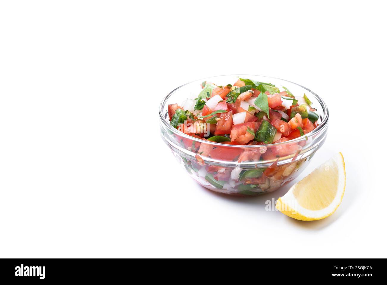 Traditional Mexican Pico de Gallo sauce isolated on white background ...