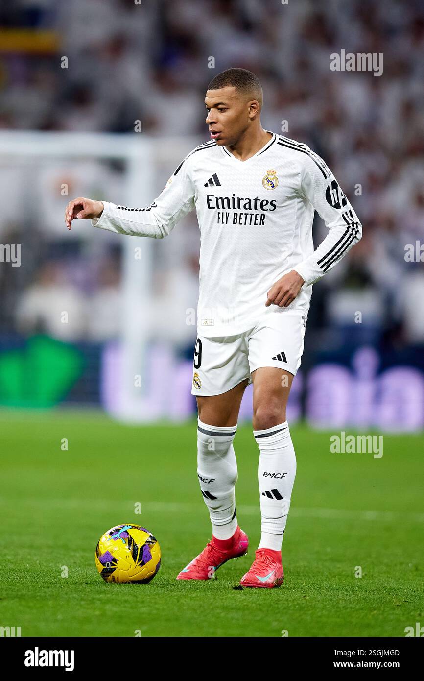MADRID, SPAIN - FEBRUARY 08: Kylian Mbappe of Real Madrid during the ...