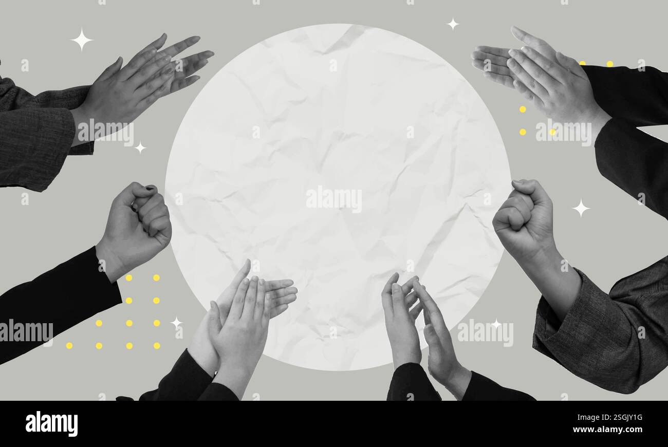 Diverse hands clapping in collage design for teamwork and celebration ...