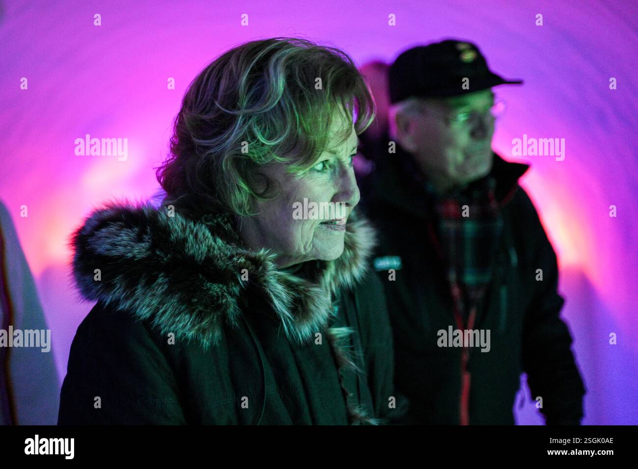 Hunderfossen 20250207. Queen Sonja is present at the opening of the ice ...