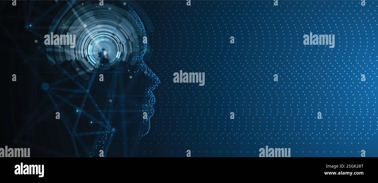 Abstract Artificial intelligence. Cloud computing. Machine learning. Technology web background ...