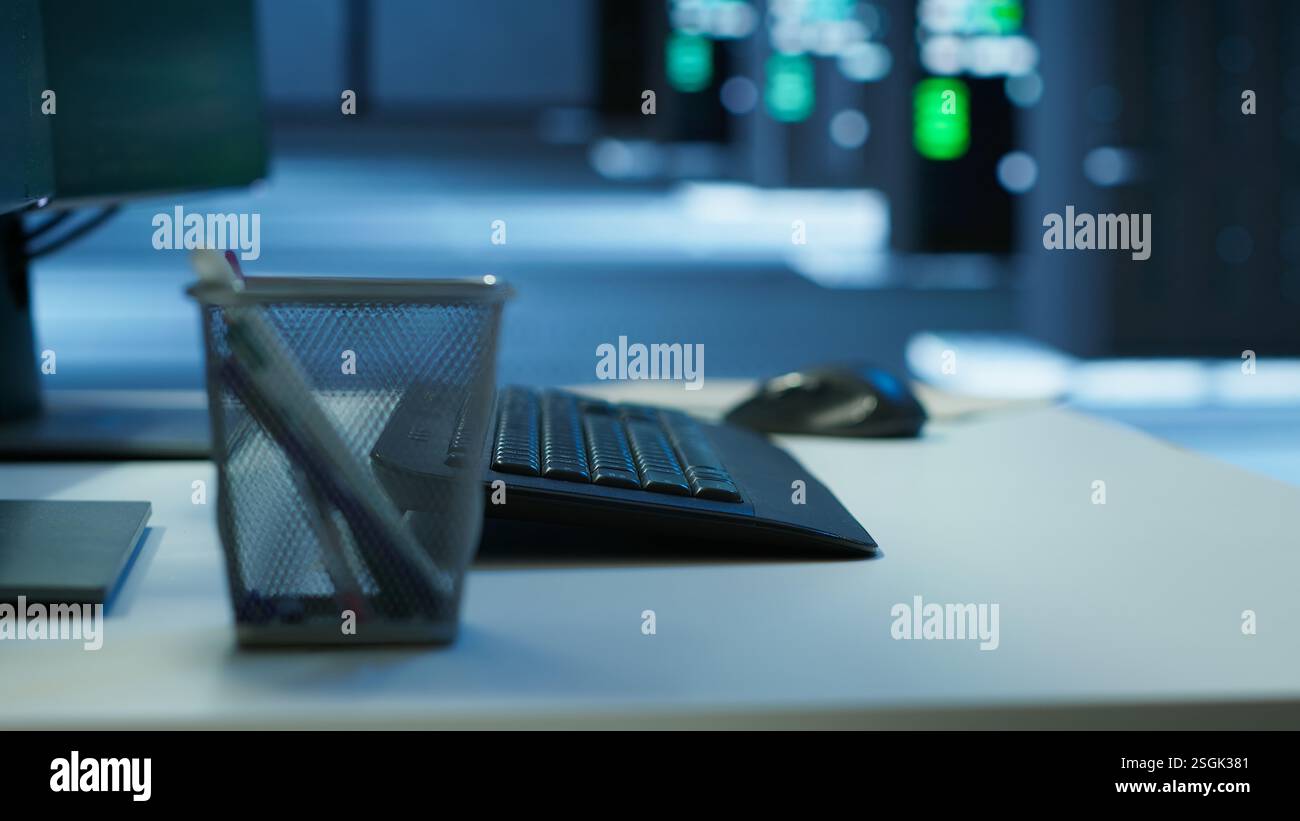 Devices in data center office used for managing supercomputers gear ...