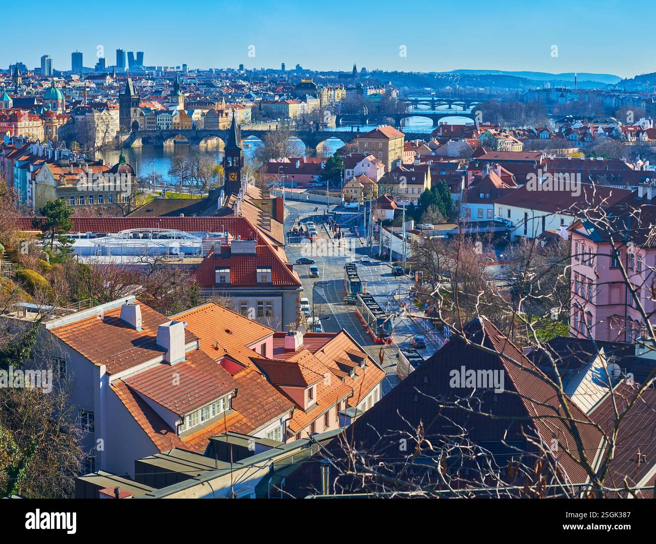 The Chotek Gardens (Chotkovy Sady) viewpoint observes the old tile ...