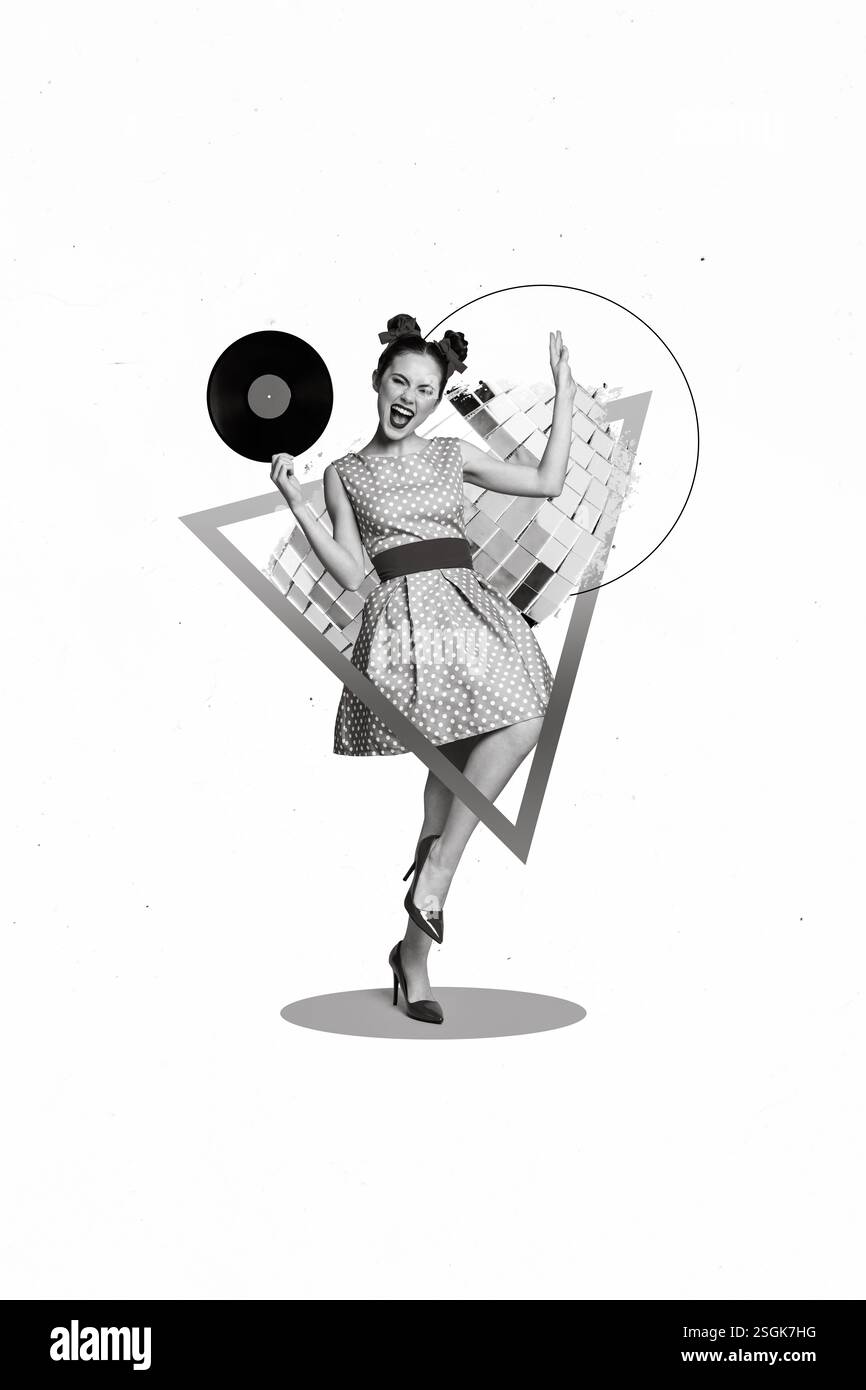 Creative photo 3d collage artwork poster postcard of overjoyed girl ...