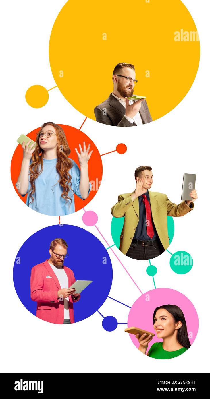 Collage people interacting technology hi-res stock photography and ...