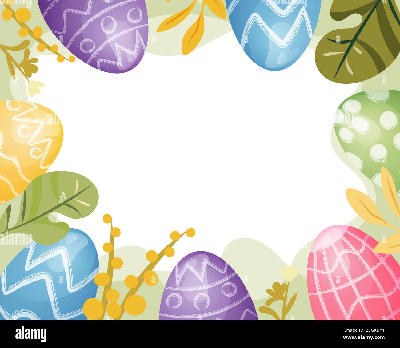 Easter eggs frame border with a black space for a text, logo, or ...