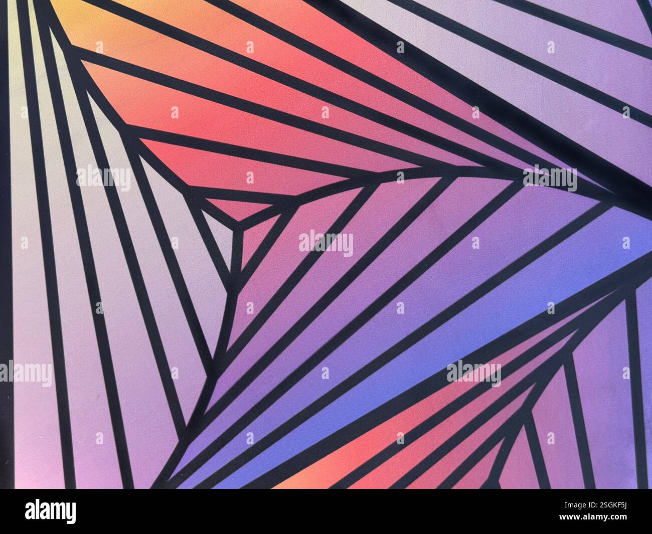 Colorful RGB color spectrum with black lines forming a geometrical ...