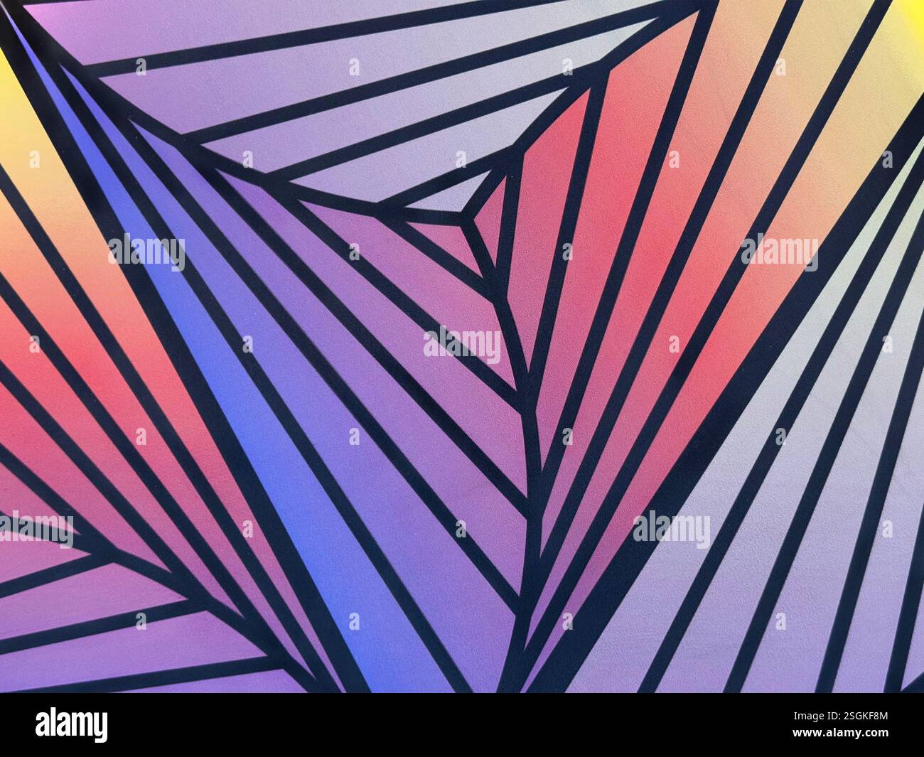 Colorful RGB color spectrum with black lines forming a geometrical ...